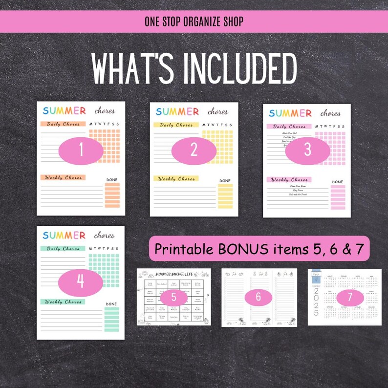 EDITABLE Chore Chart Summer 2025 | Printable | 4 Color Choices of ...