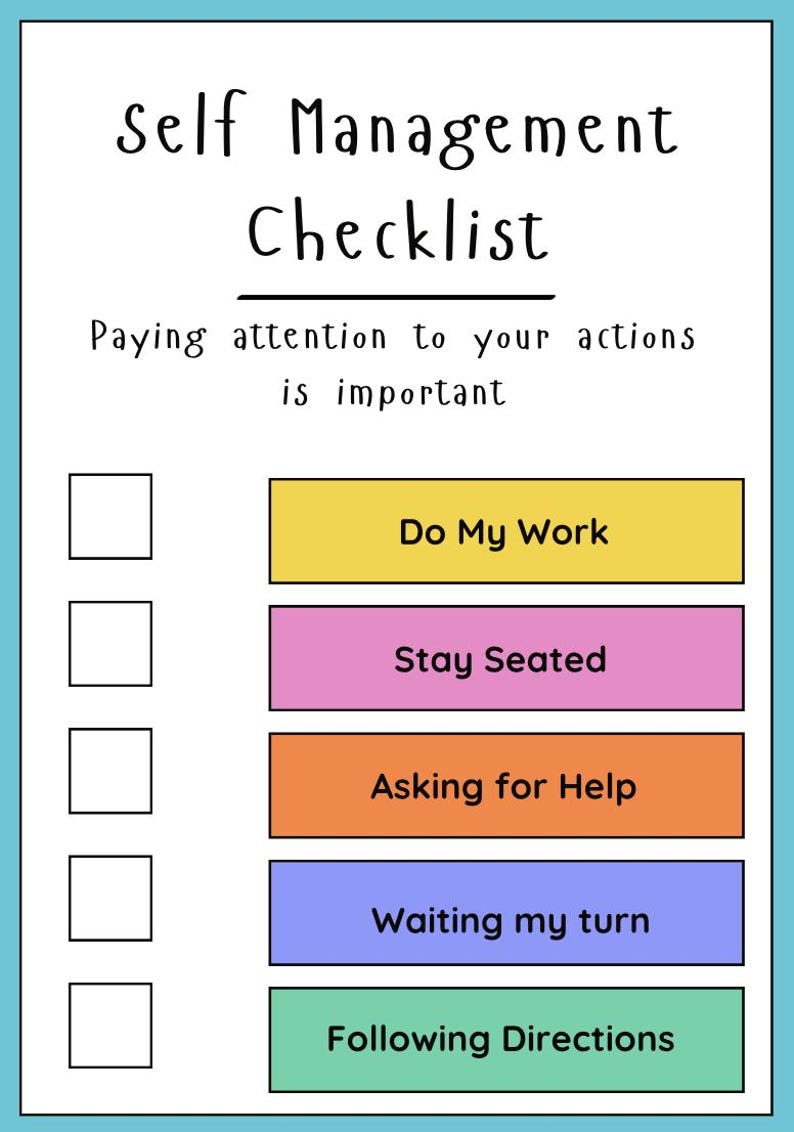 Social Skills Printables for Students With Self Management Needs ...