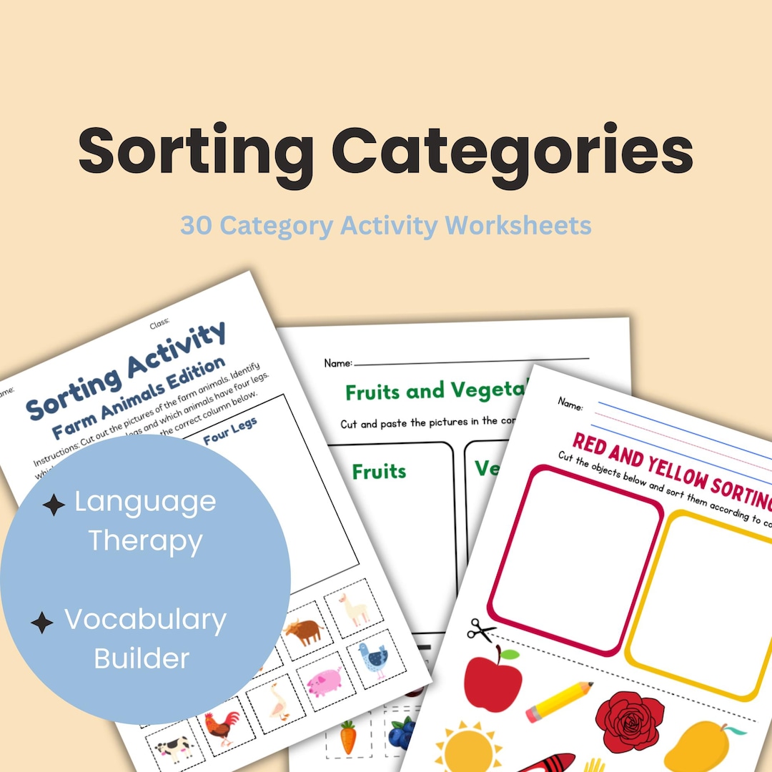 No Prep Sorting Categories Printable Worksheets Building Vocabulary ...