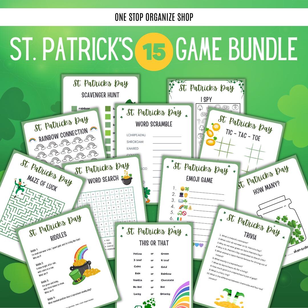 St Patricks Day Printable Games | Games Bundle | St. Patricks Day Kid ...
