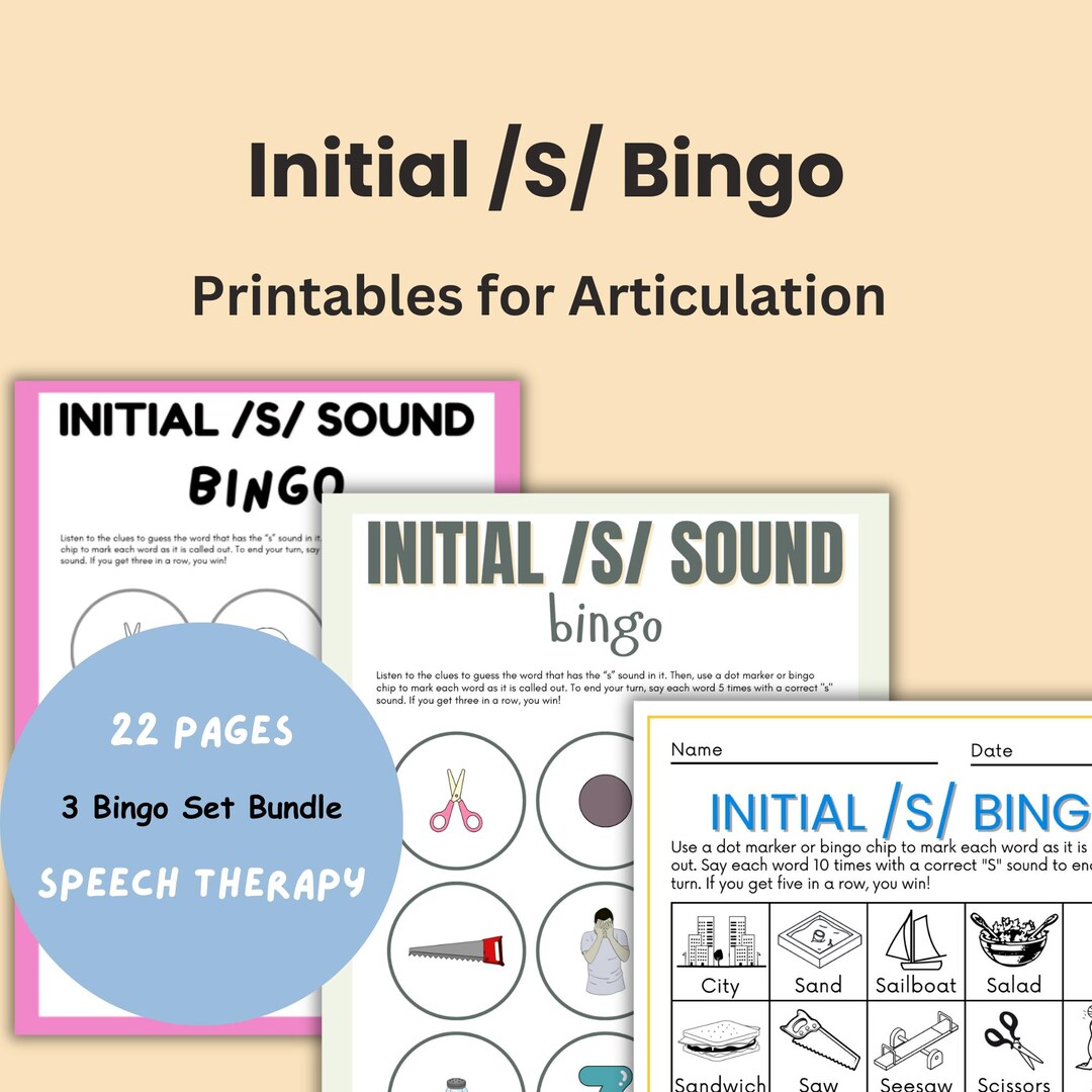 Articulation Initial /S/ BINGO Printables Speech Therapy No Prep - Etsy