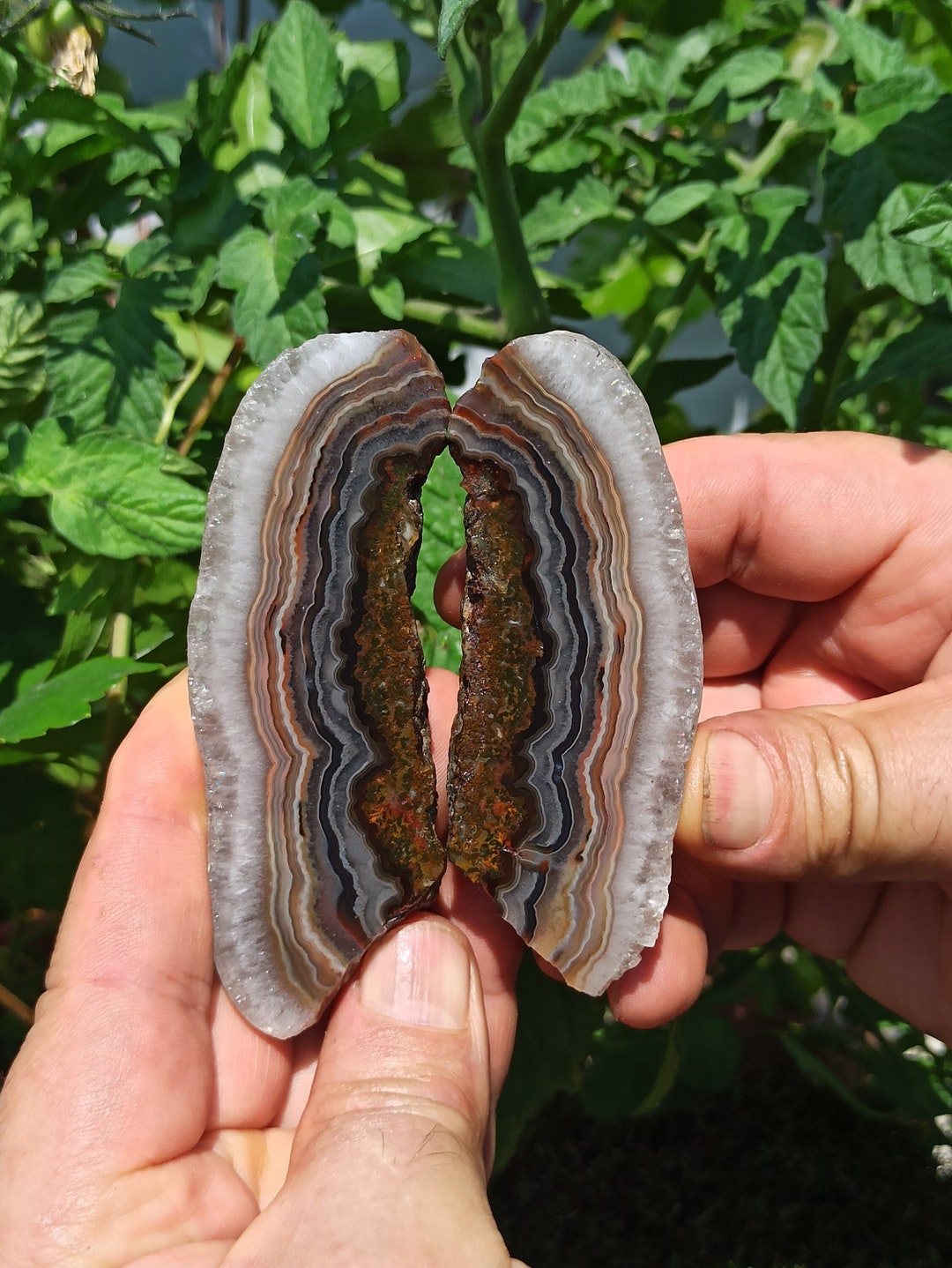 Orange and Gray Banded and Crystal Agate, Crystal Quartz Agate, Turkish ...