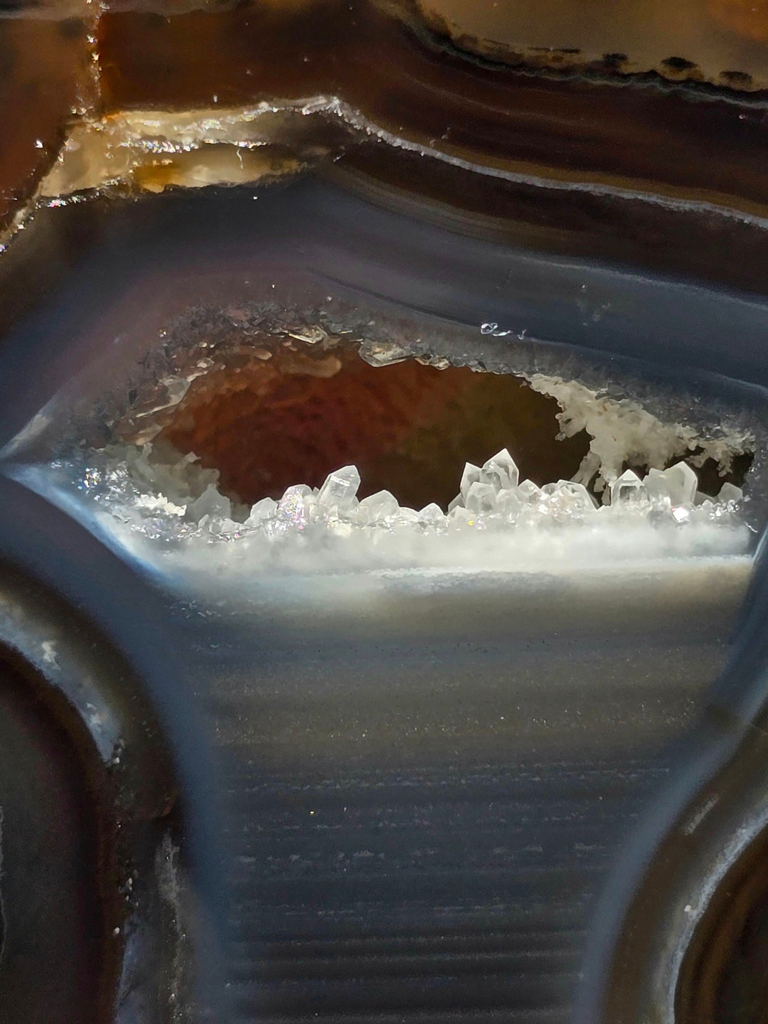 Waterline Banded and Cryatal Geode Agate, Crystal Banded Agate, Cut and ...