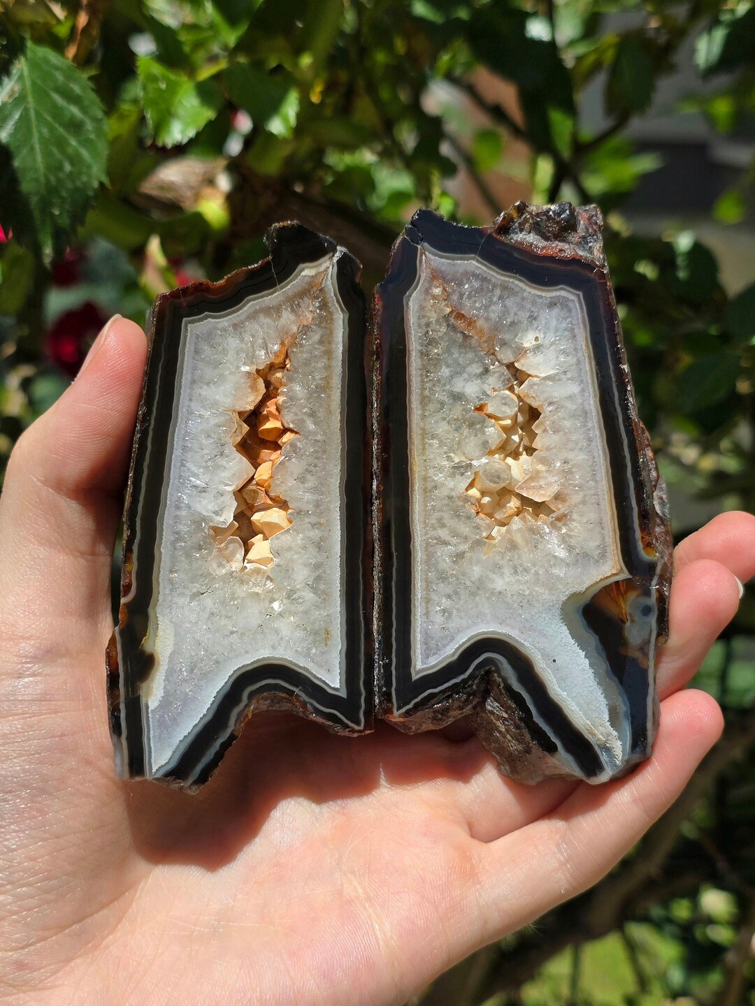 Quartz Crystal Geode Banded Agate, Turkish Agate Pair, Türkei Achat ...