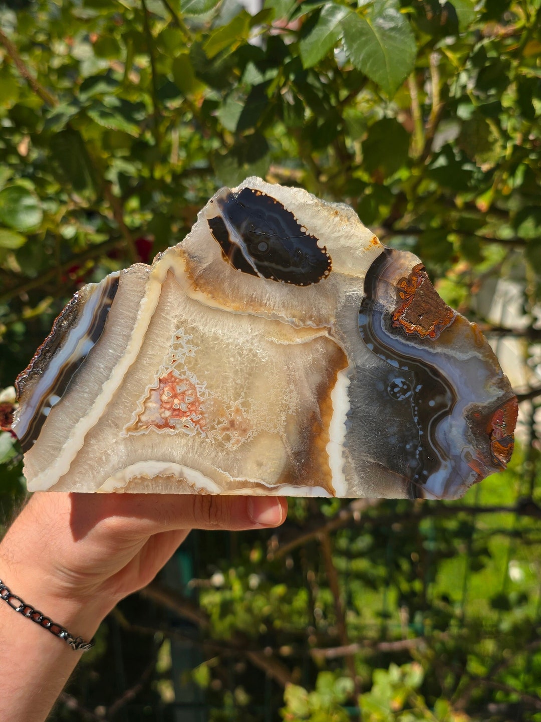 Blue and Black Banded and Crystal Agate, Crystal Quartz Agate, Turkish ...