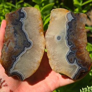 Blue and Black Banded and Crystal Agate, Crystal Quartz Agate, Turkish ...