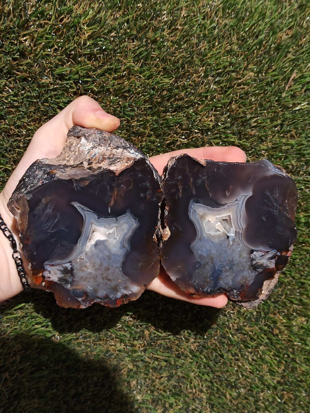 Blue Banded and Mini Crystal Druzy Geode Agate, Cut and Polished ...