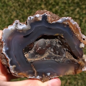 Blue Banded and Botryoidal Geode Agate, Cut and Polished Turkish Agate ...