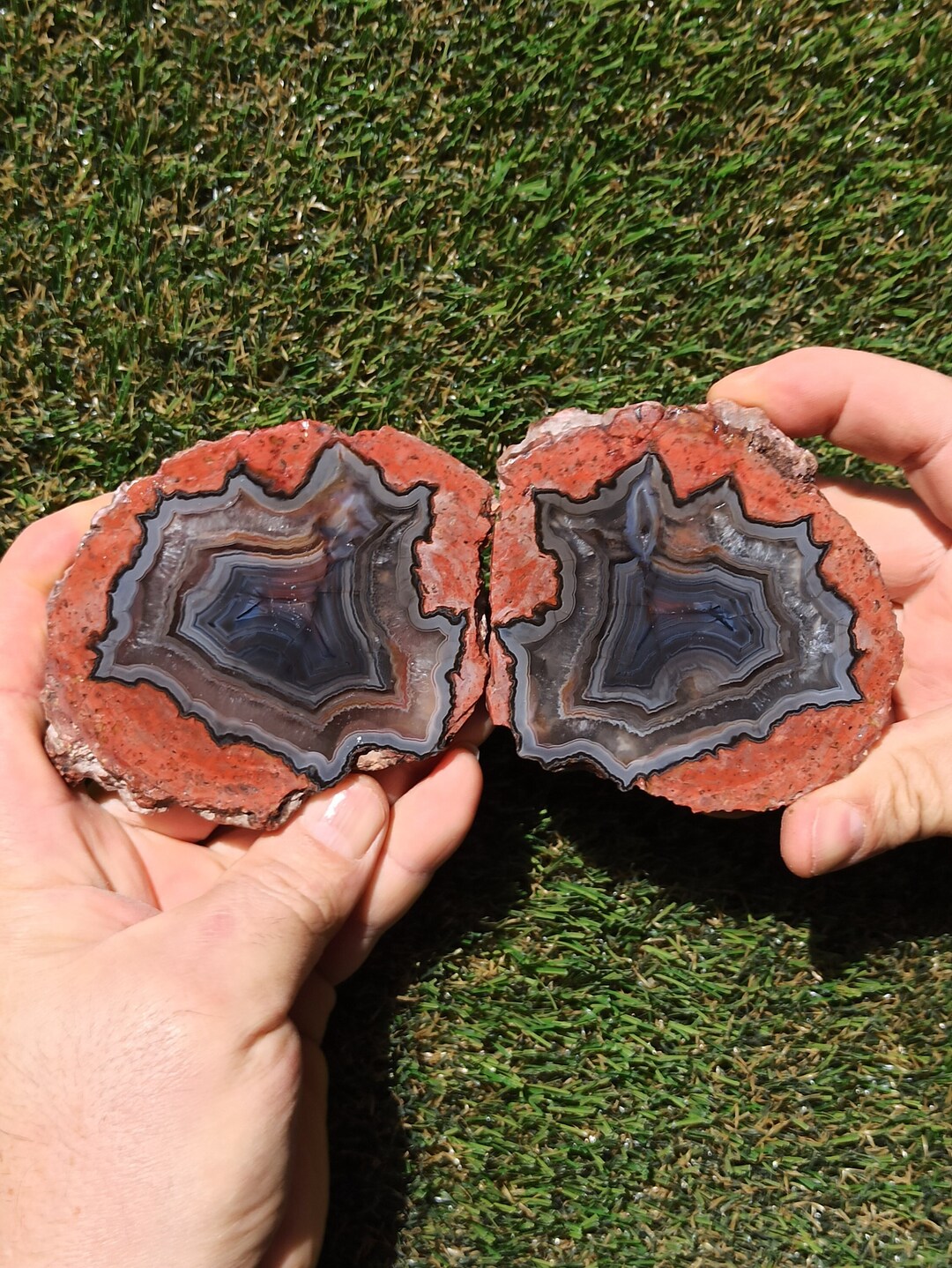 Blue and White Banded Thunderegg Agate, Crystal Thunderegg Achat ...