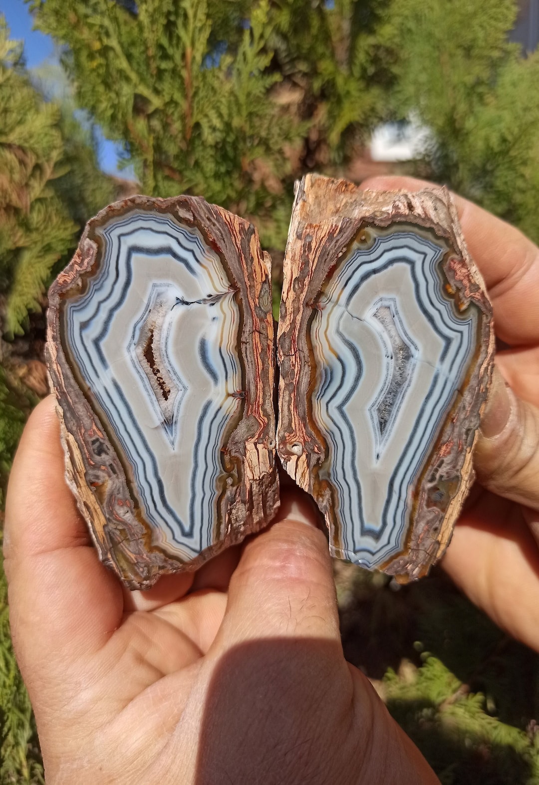 Unique Blue Banded Rhyolite Agate, Turkish Agate Pair, Metaphysical ...