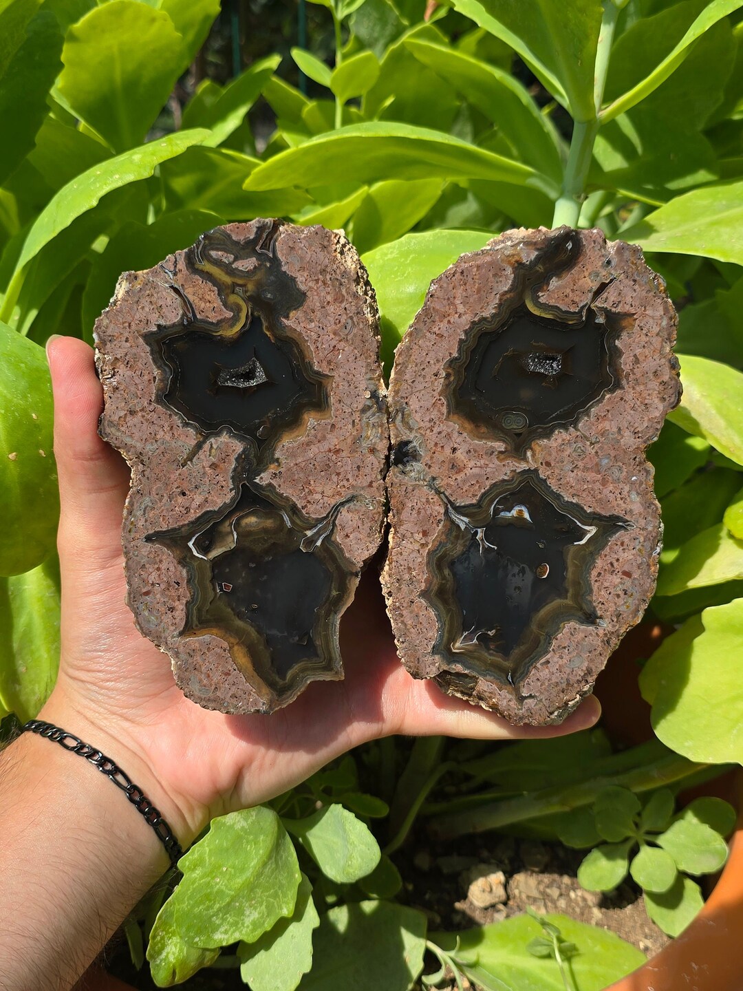Double Pattern Blue and Green Banded Thunderegg Agate, Thunderegg Achat ...
