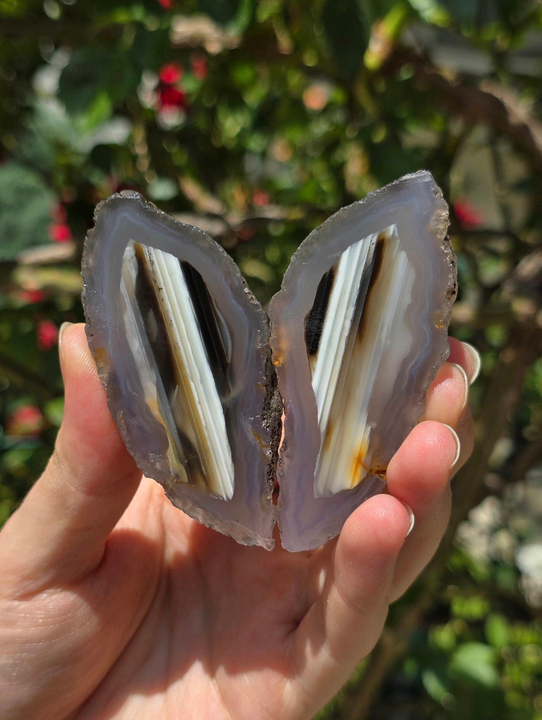 Ocean View Stone, Blue and White Waterline Banded Agate, Turkish Orange ...