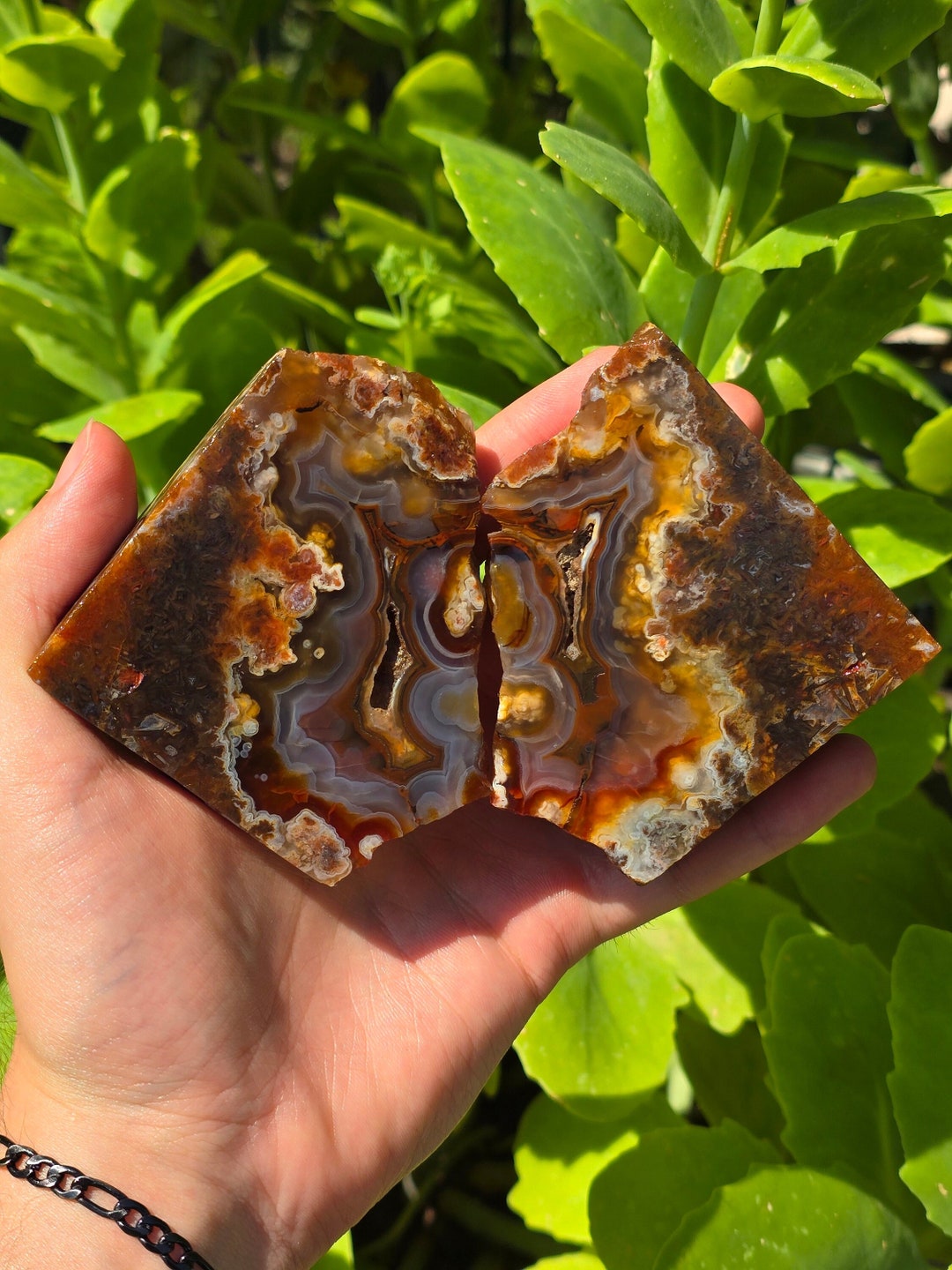 Red and Blue Banded and Mini Geode Agate, Turkey Agate Pair, Flower ...