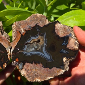 Blue and Green Banded and Crystal Geode Thunderegg Agate, Thunderegg ...
