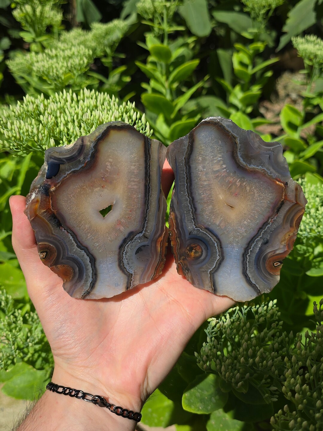 Blue and Black Banded and Crystal Agate, Crystal Quartz Agate, Turkish ...