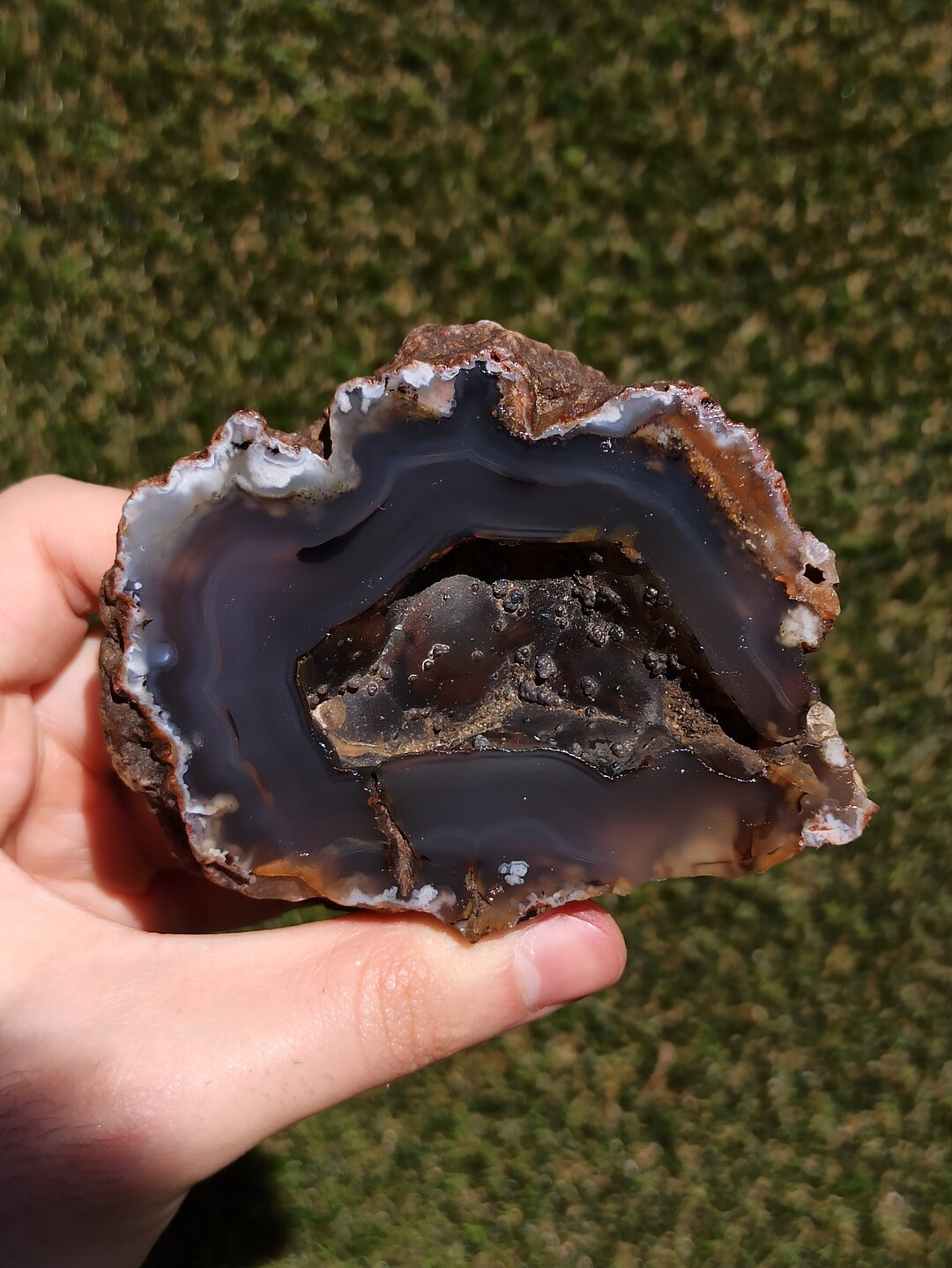 Blue Banded and Botryoidal Geode Agate, Cut and Polished Turkish Agate ...