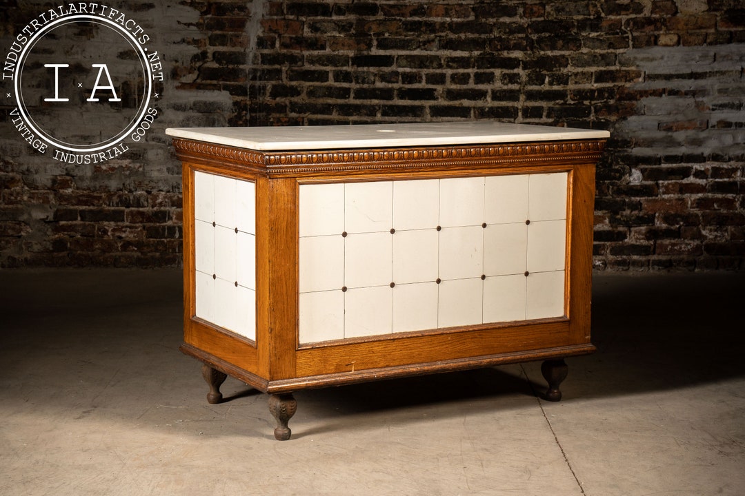 Stone Top Butcher Shop Counter With Milk Glass Tiles - Etsy