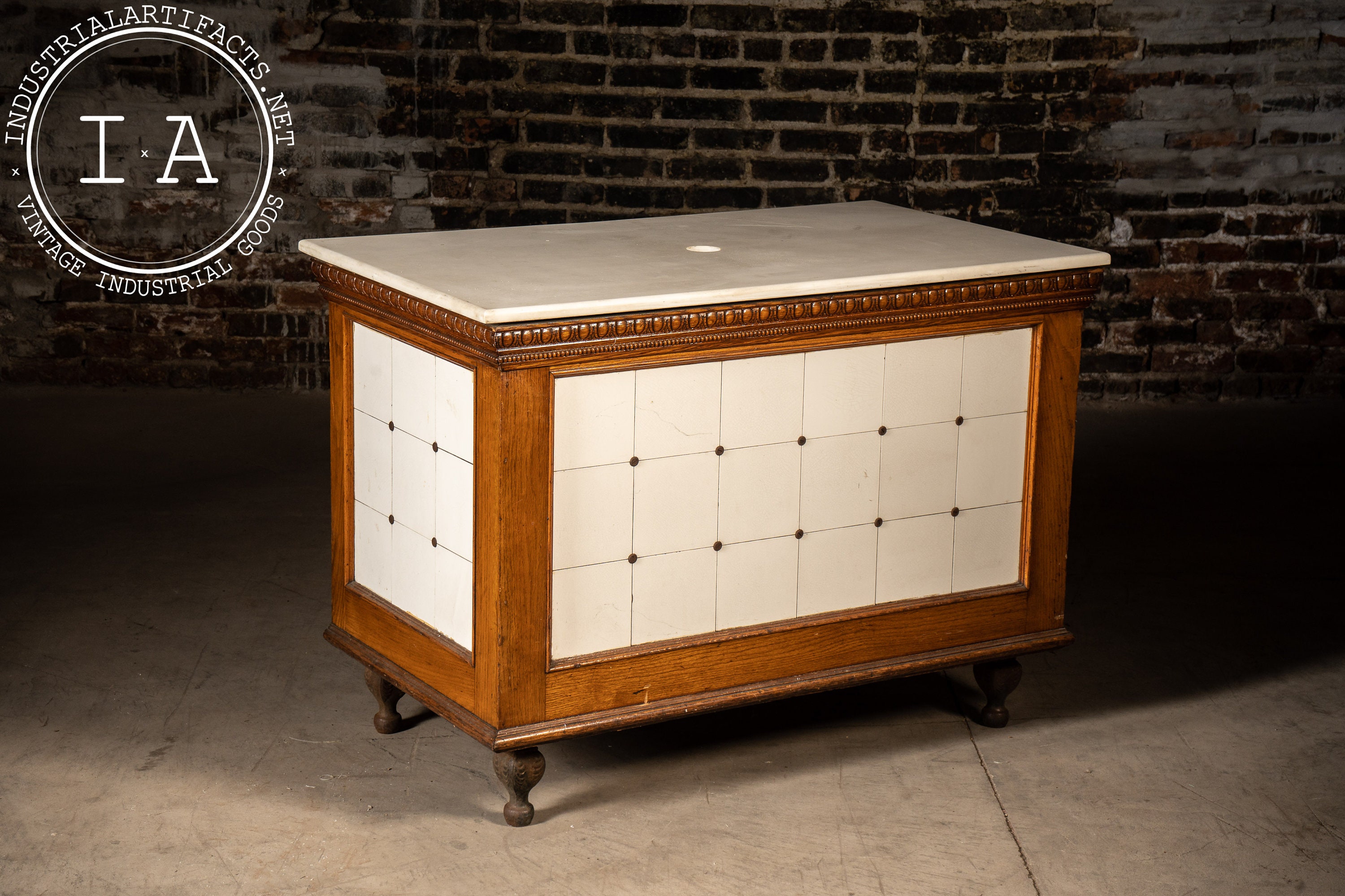 Stone Top Butcher Shop Counter With Milk Glass Tiles - Etsy