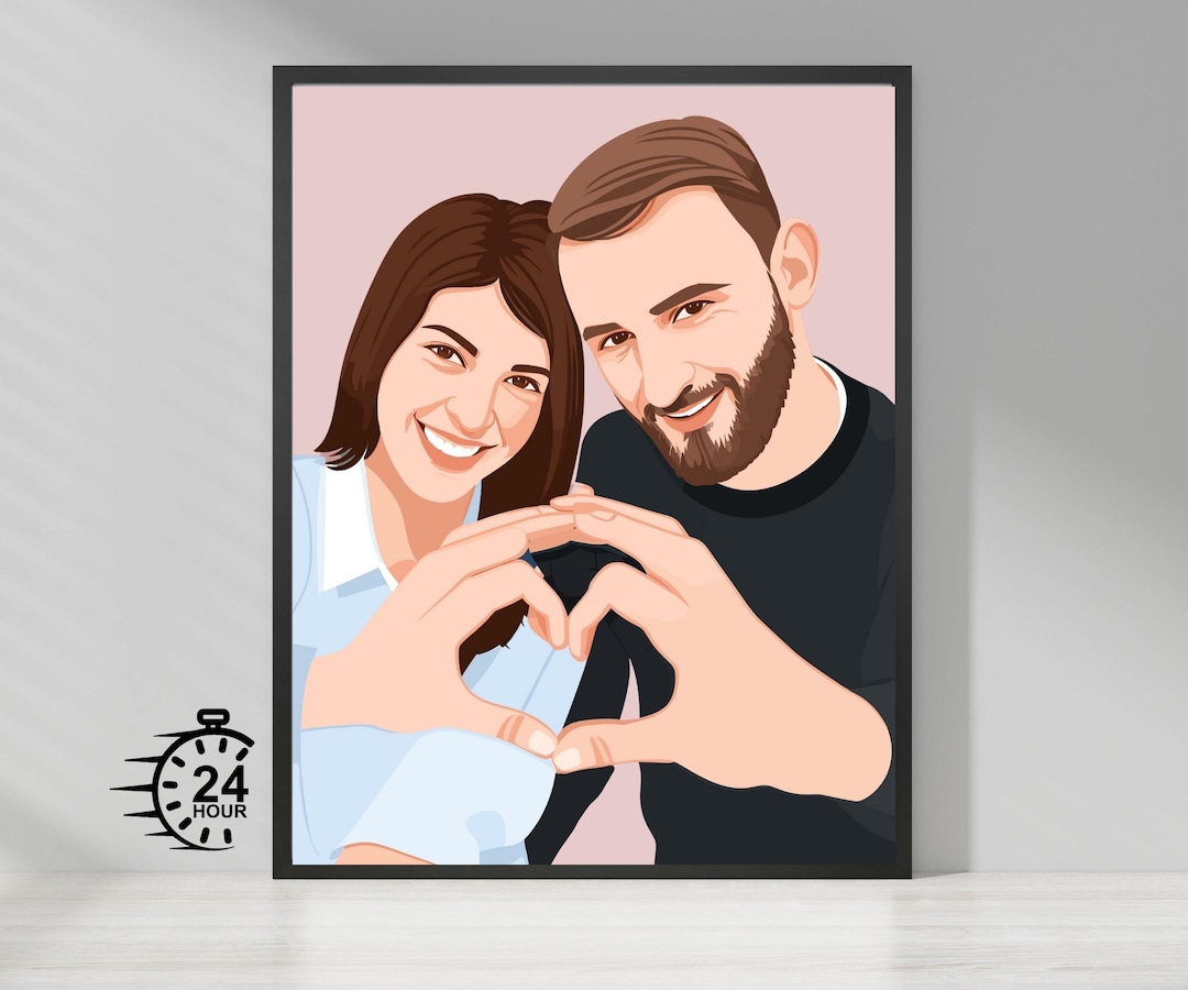 Couple Faceless Portrait - Personalized Wedding Gift - Digital ...