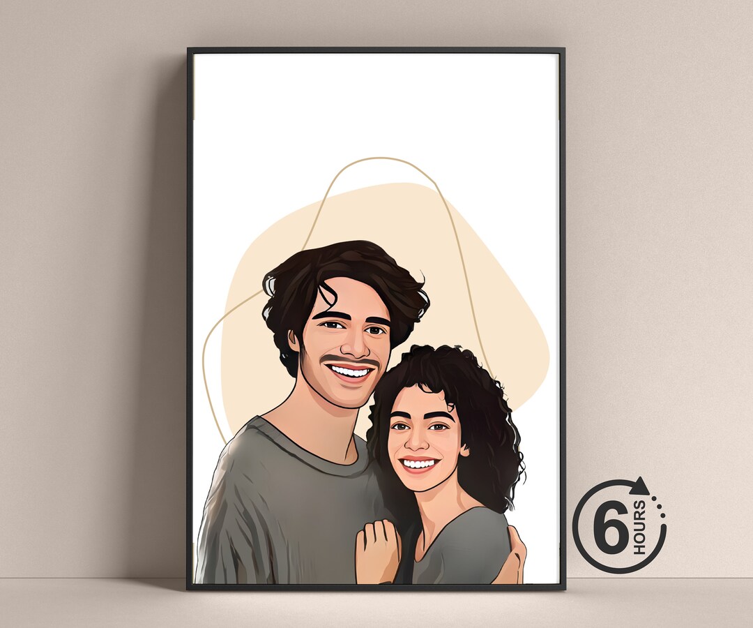Custom Faceless Couple Portrait, Personalized Couple Gift, Digital ...