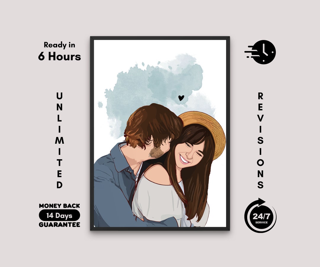 Faceless Couple Illustration, Faceless Wedding Portrait, Custom ...