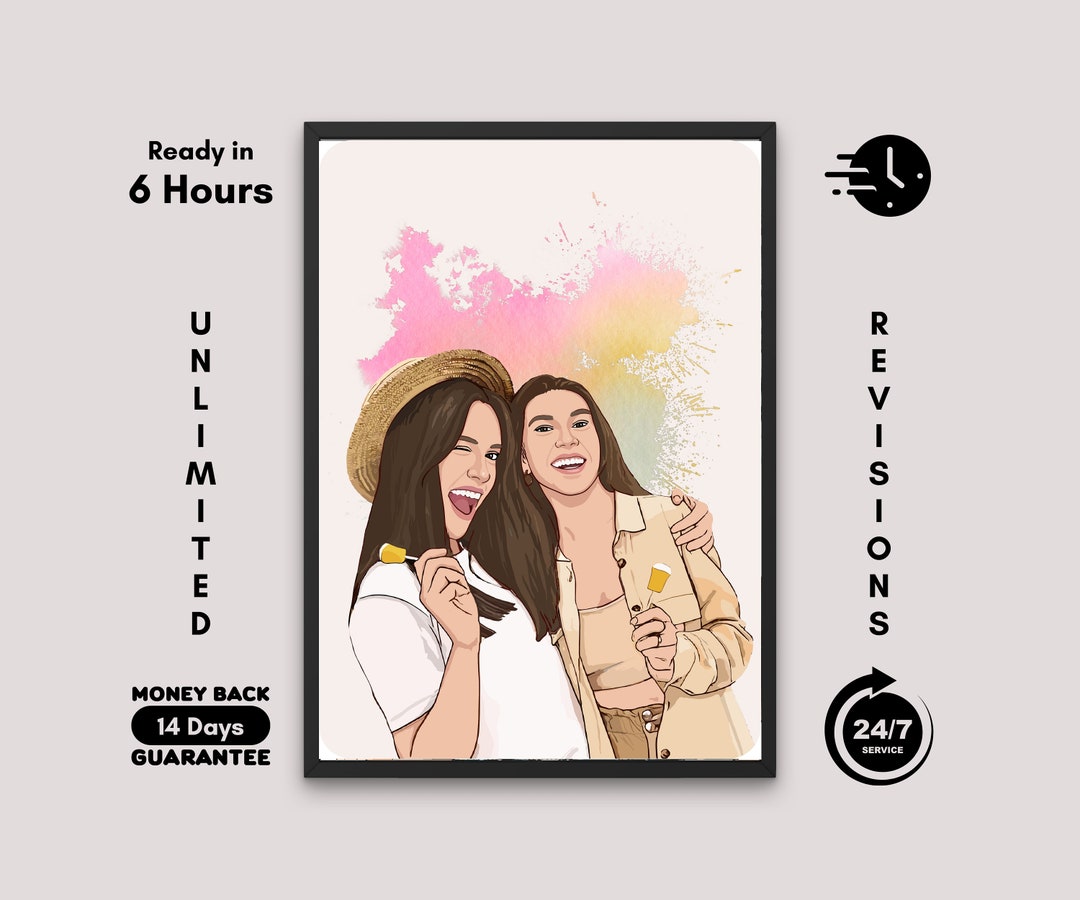 Faceless Best Friend Portrait, Custom Digital Friendship Gift ...