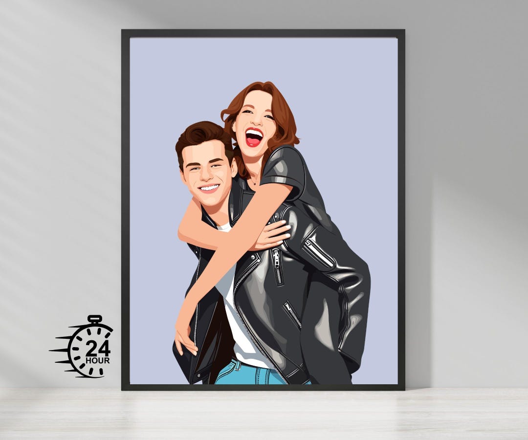 Custom Faceless Couple Portrait - Personalized Couple Gift - Digital ...