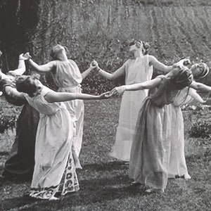 Circle of Witches Dancing Antique Home Wall Decor Wiccan Magic Ritual ...