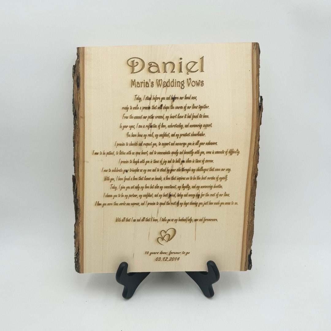 Wedding Vow Art Wedding Vow Sign Custom Wedding Vow Print Wood ...