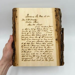 Your Handwritten Letter Personalized Message Custom Engraved Wood Plank ...
