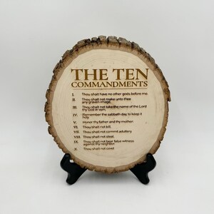 The Ten Commandments Sign Bible Verse Wood Slice Scripture Wood Framed ...