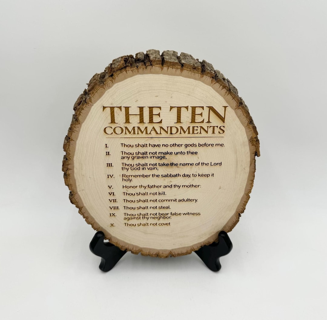 The Ten Commandments Sign Bible Verse Wood Slice Scripture Wood Framed ...