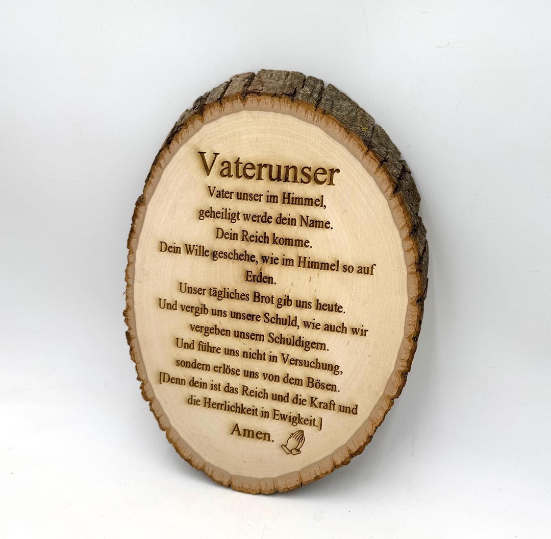 The Lord's Prayer in German, Vaterunser Lord Prayer Engraved, Rustic ...