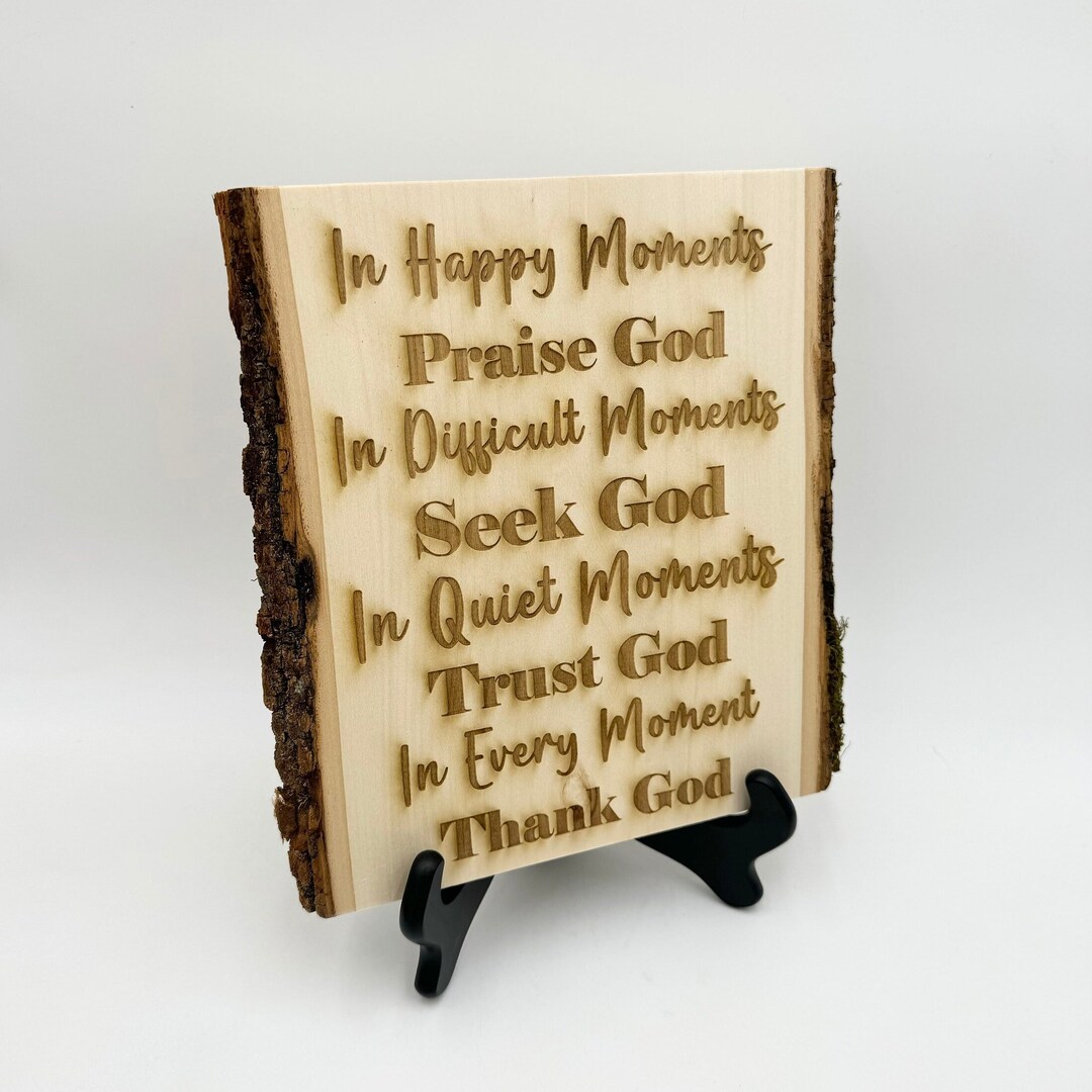 In Happy Moments Sign Bible Verse Wood Sign Scripture Wood Framed Sign ...