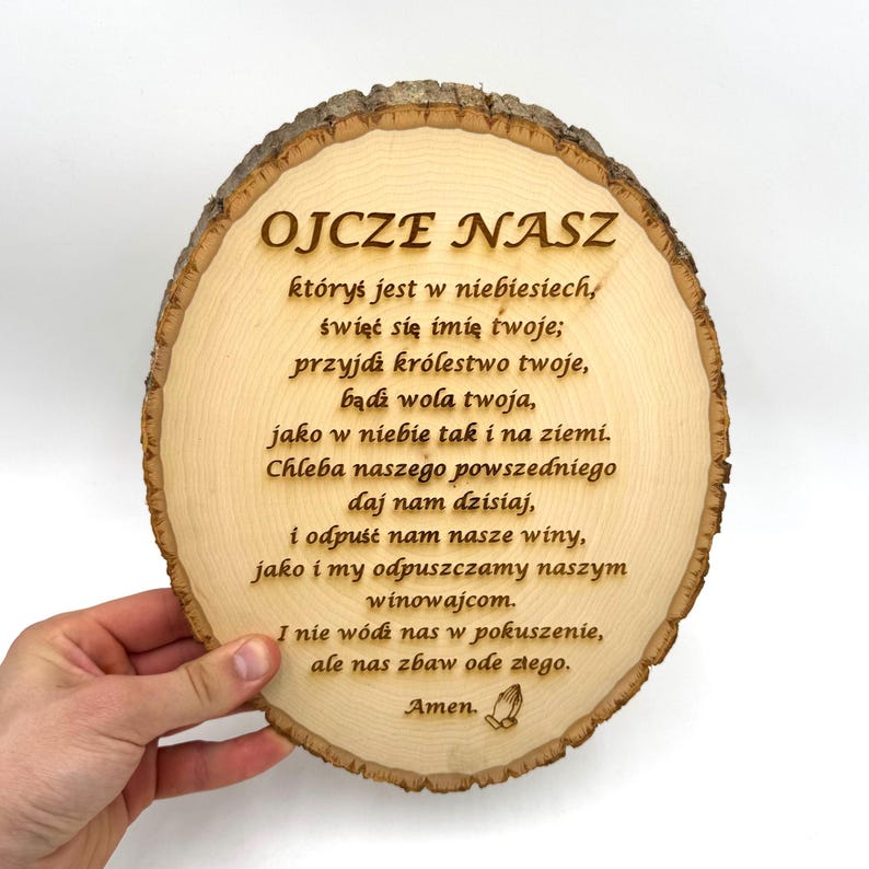 The Lord's Prayer in Polish, Lord Prayer Sign, Rustic Polish Gift, Wood ...