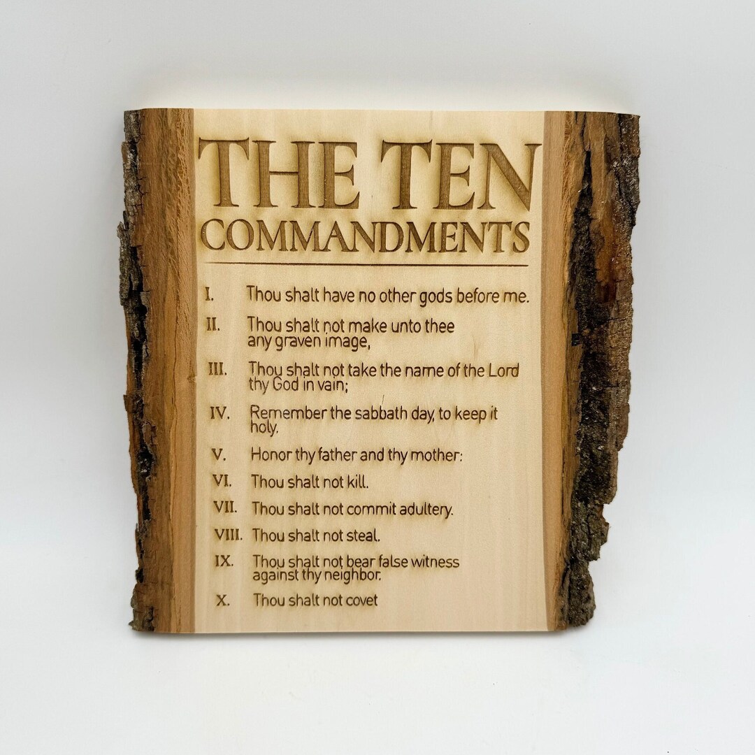 The Ten Commandments Sign Bible Verse Wood Sign Scripture Wood Framed ...