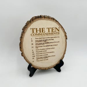 The Ten Commandments Sign Bible Verse Wood Slice Scripture Wood Framed ...