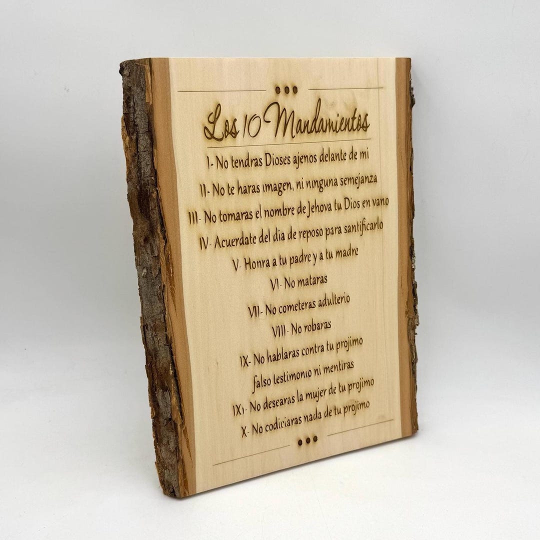 Los 10 Mandamientos Plaque, Ten Commandments in Spanish Engraved ...
