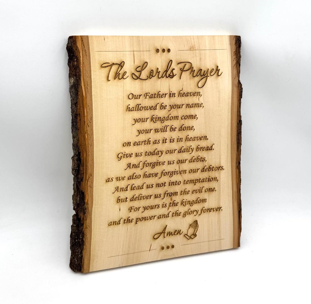 The Lord's Prayer in English, Lord Prayer Engraved, Rustic Home Decor ...
