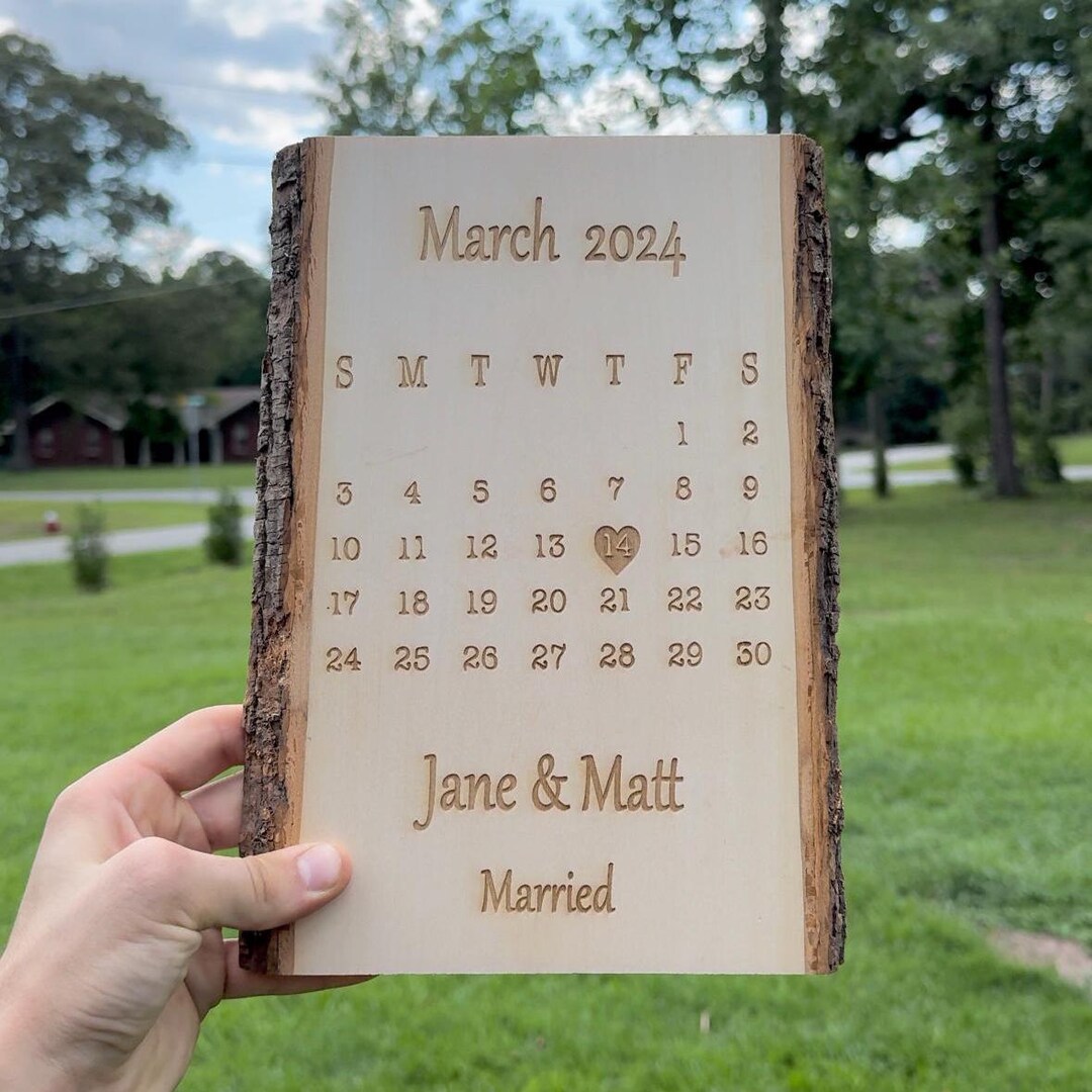 Married Date Sign, Wedding Gift, Wedding Date Sign, Heart Calendar ...