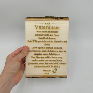 The Lord's Prayer in German, Vaterunser Lord Prayer Engraved, Rustic ...