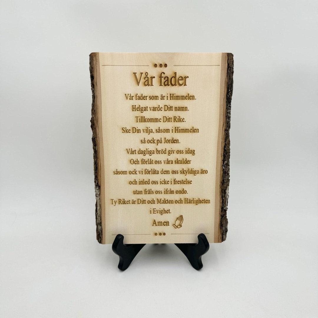 Vår Fader Lord's Prayer in Swedish Wood Engraved Swedish Lord’s Prayer Christian Decor Swedish ...