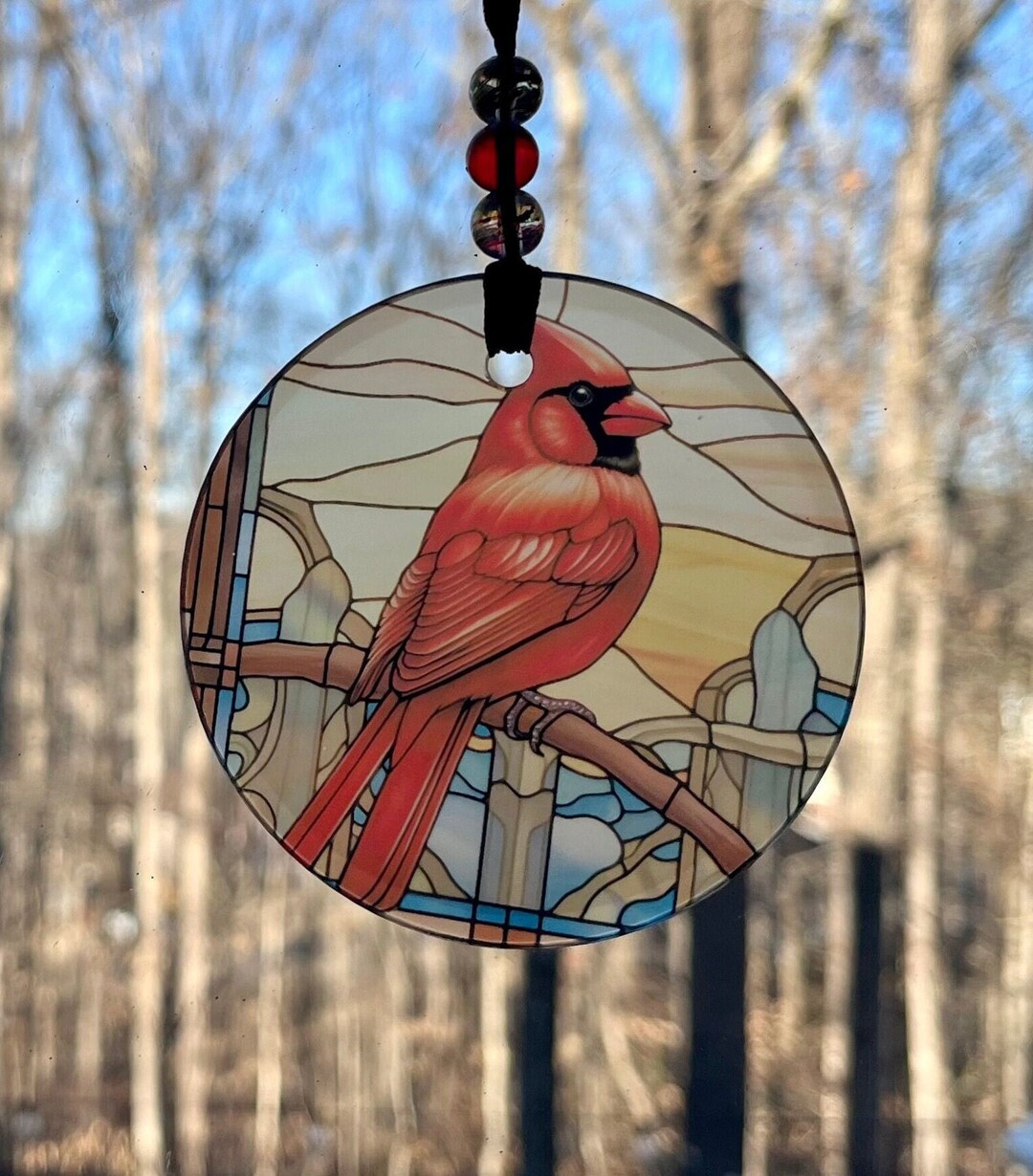 Cardinal Glass Sun Catcher, Memorial, Condolence, Remembrance, Loss of ...