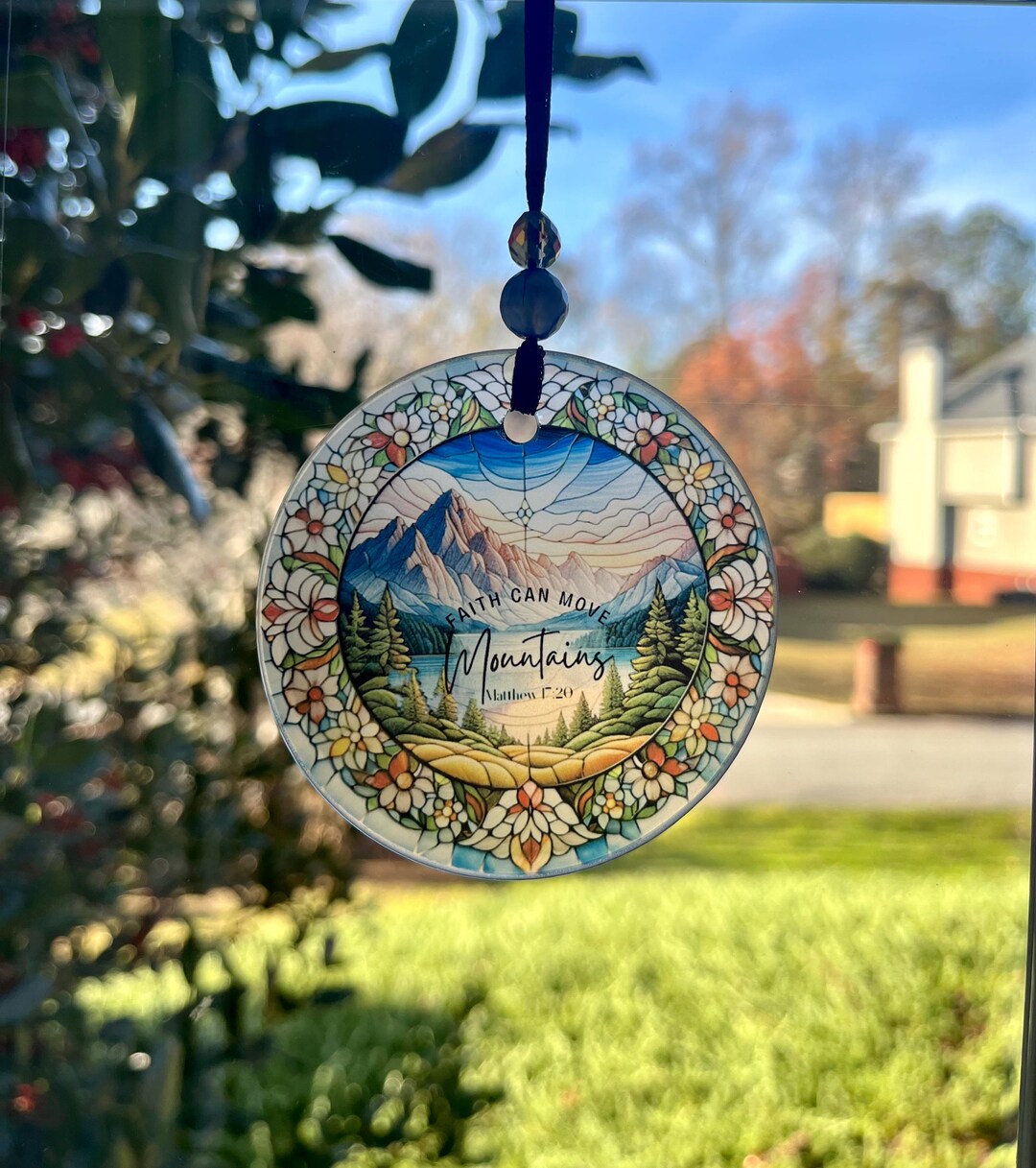 Matthew 17:20 Bible Verse, Glass Sun Catcher, Faith Can Move Mountains ...
