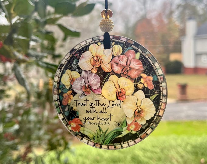 Proverbs 3:5 Bible Verse, Glass Sun Catcher, Trust in the Lord With All ...