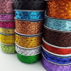 18 COLOUR 14mm Metallic Ric Rac Glitter Ribbon Costume Christmas BUY 1 ...