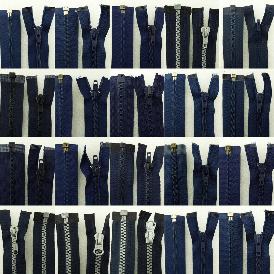 25 STYLE Navy Blue Zip Various Sizes Open End N05 Chunky Jacket Coat ...