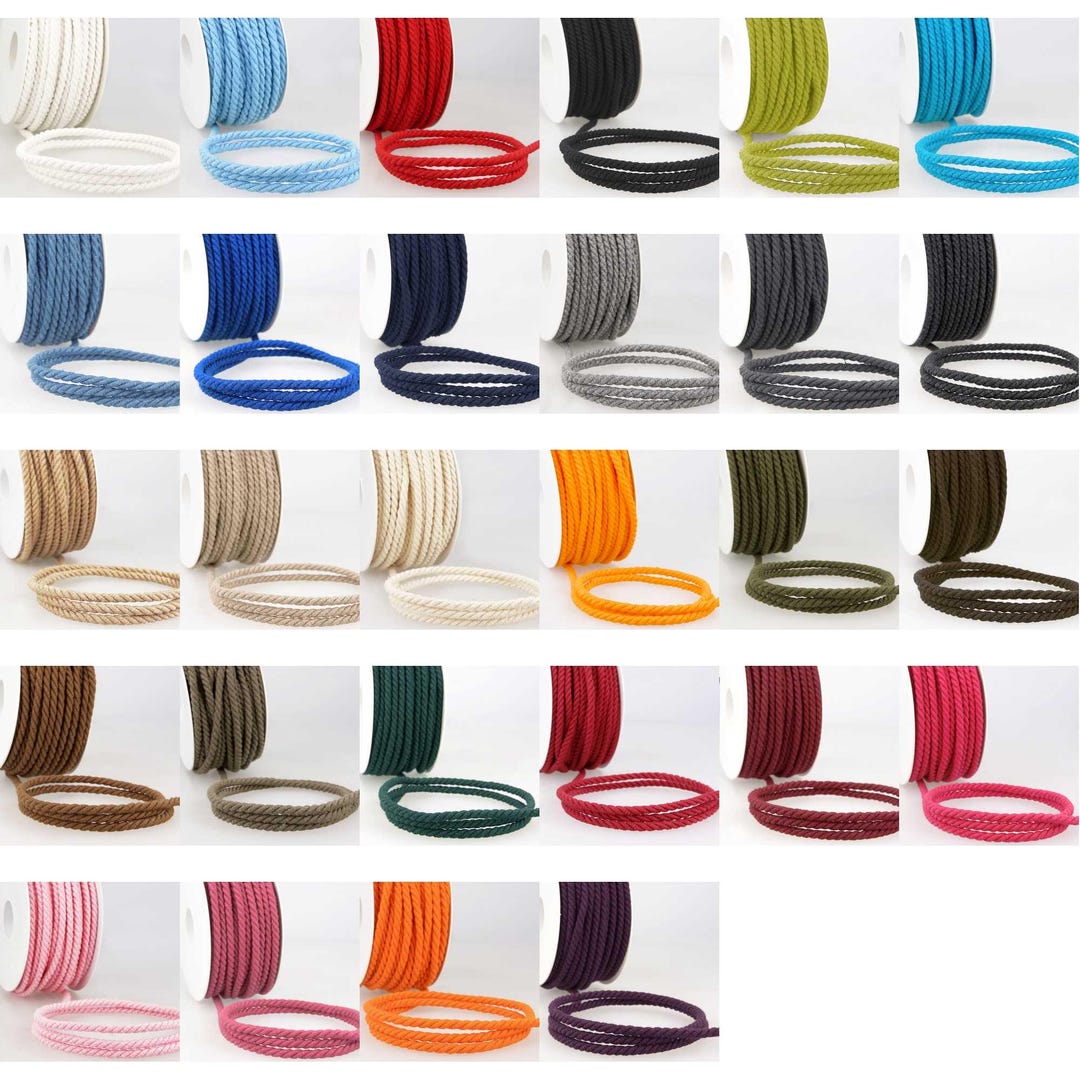 5mm Cotton Cord Pure Barley Twist Rope Craft Costume 28 Color BUY 1 2 ...