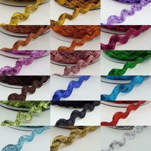 18 COLOUR 14mm Metallic Ric Rac Glitter Ribbon Costume Christmas BUY 1 ...