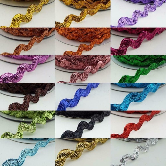 18 COLOUR 14mm Metallic Ric Rac Glitter Ribbon Costume - Etsy UK